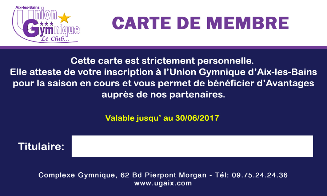 Carte de membre Carte de membre